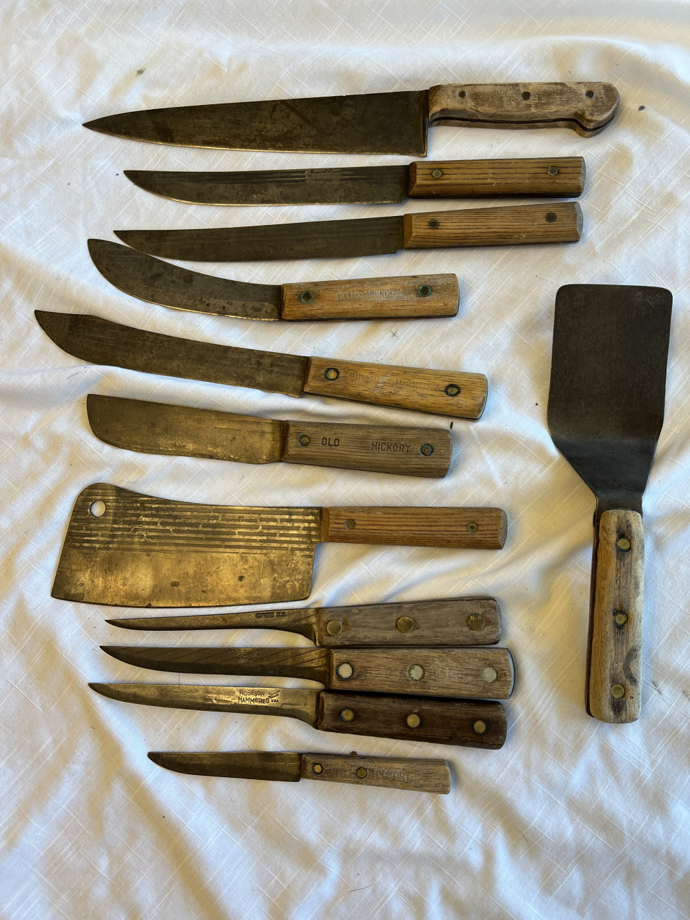 Eleven Vintage (11) Hi Carbon Vintage Kitchen Knives, One (1) Flipper ...