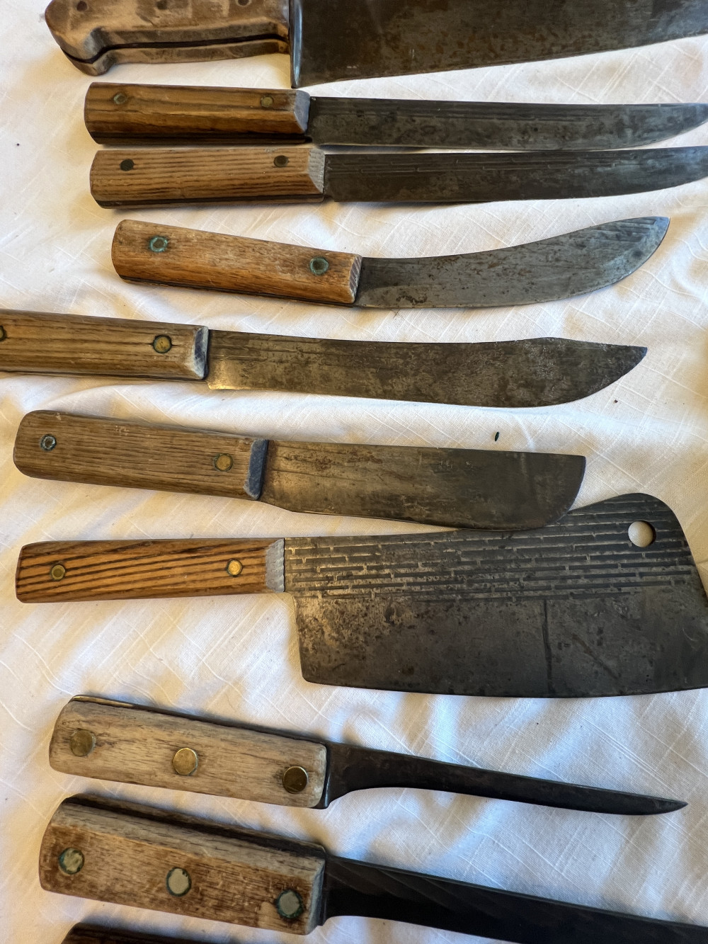 Eleven Vintage (11) Hi Carbon Vintage Kitchen Knives, One (1) Flipper ...
