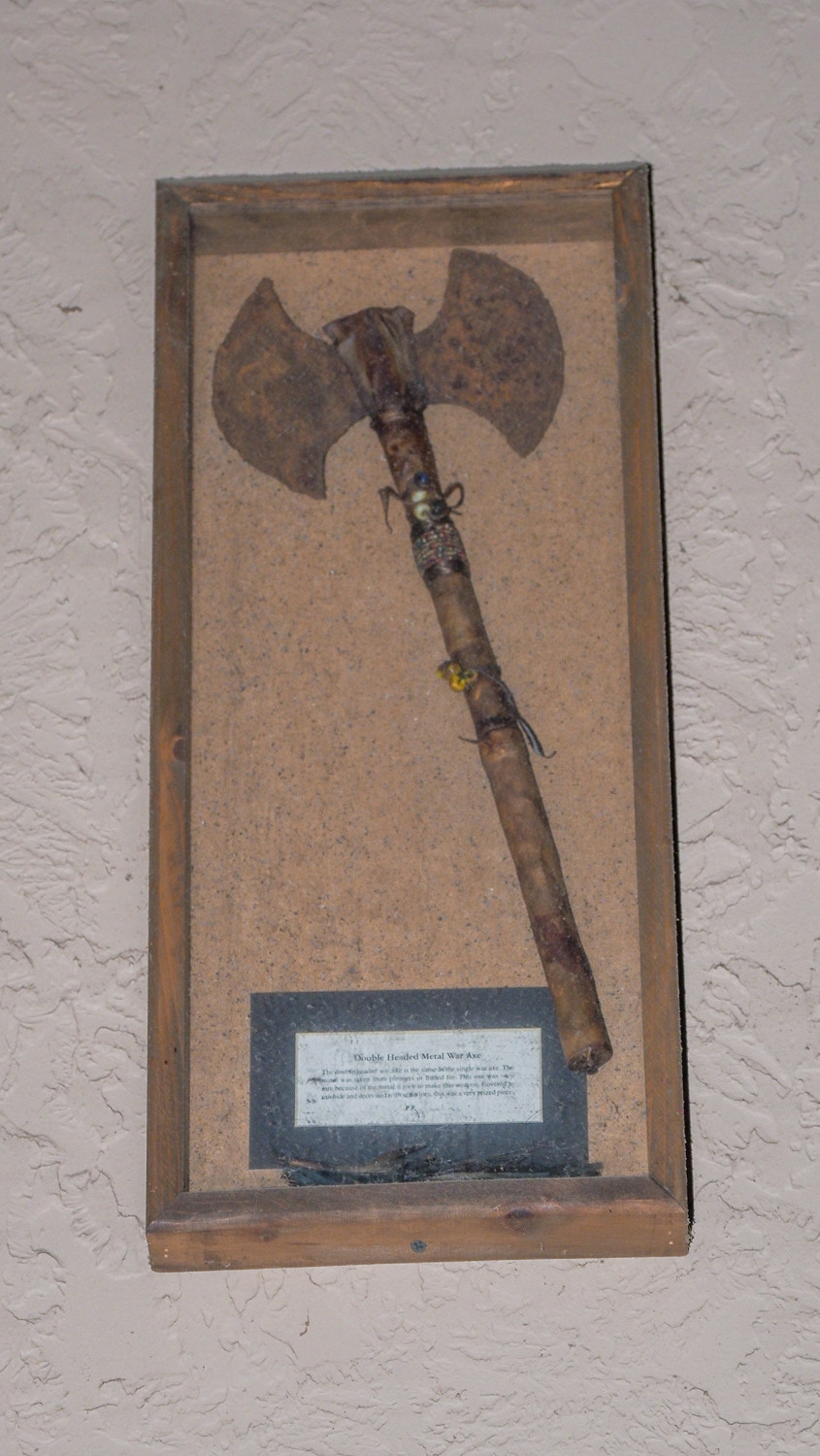 Double Headed Metal War Axe shadow box - Swico Auctions