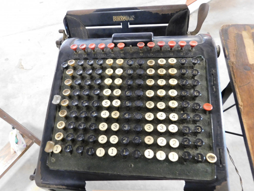 Burroughs adding machine with stand - Swico Auctions