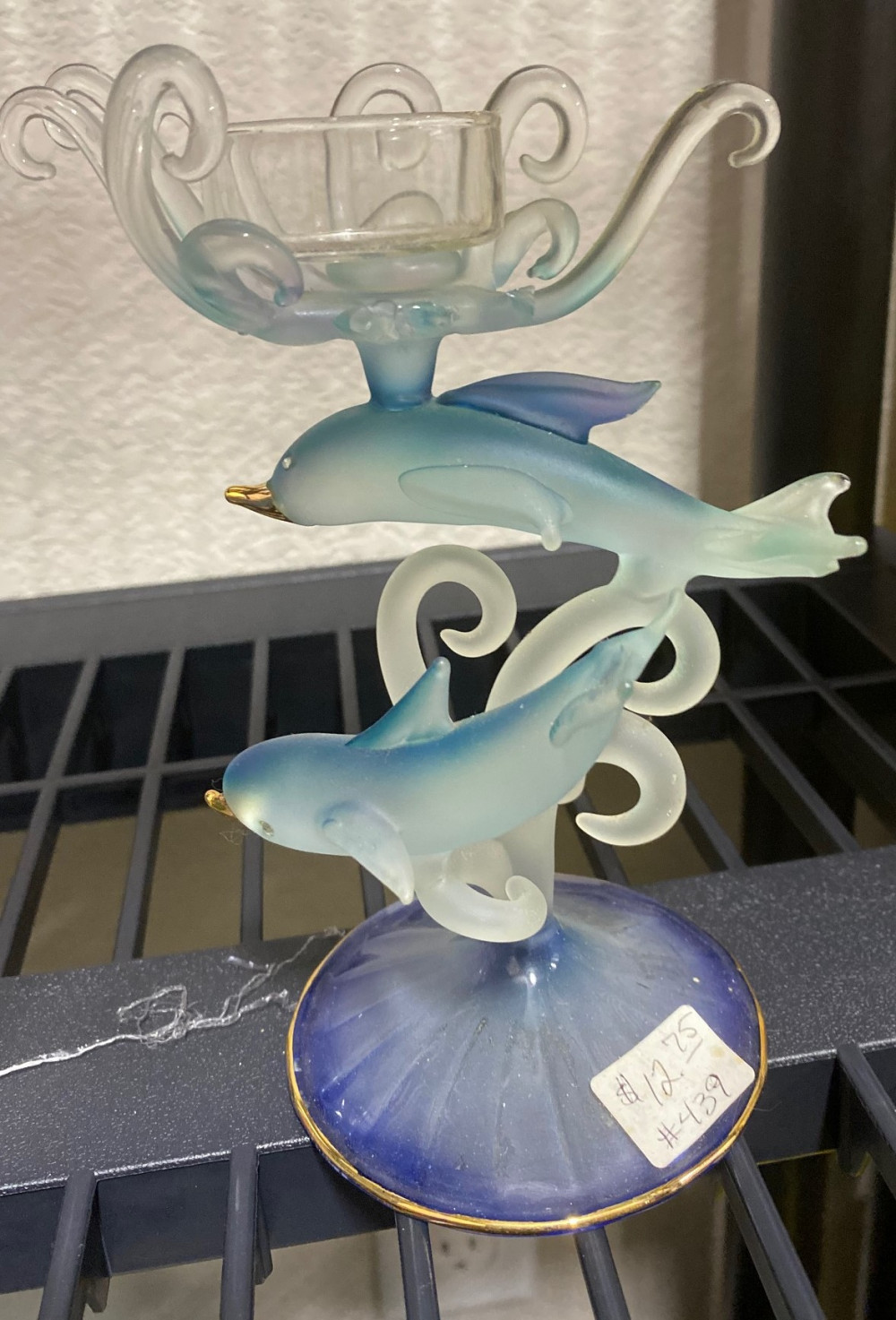 Beautiful Glass Dolphin Candle Holder - Swico Auctions